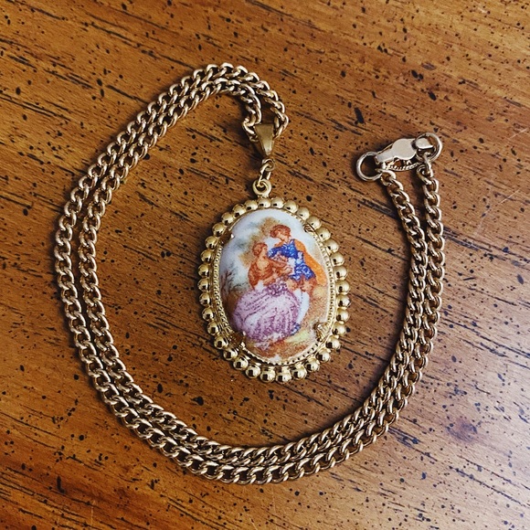 Vintage | Jewelry | Vintage Victorian Scene Pendant Necklace | Poshmark